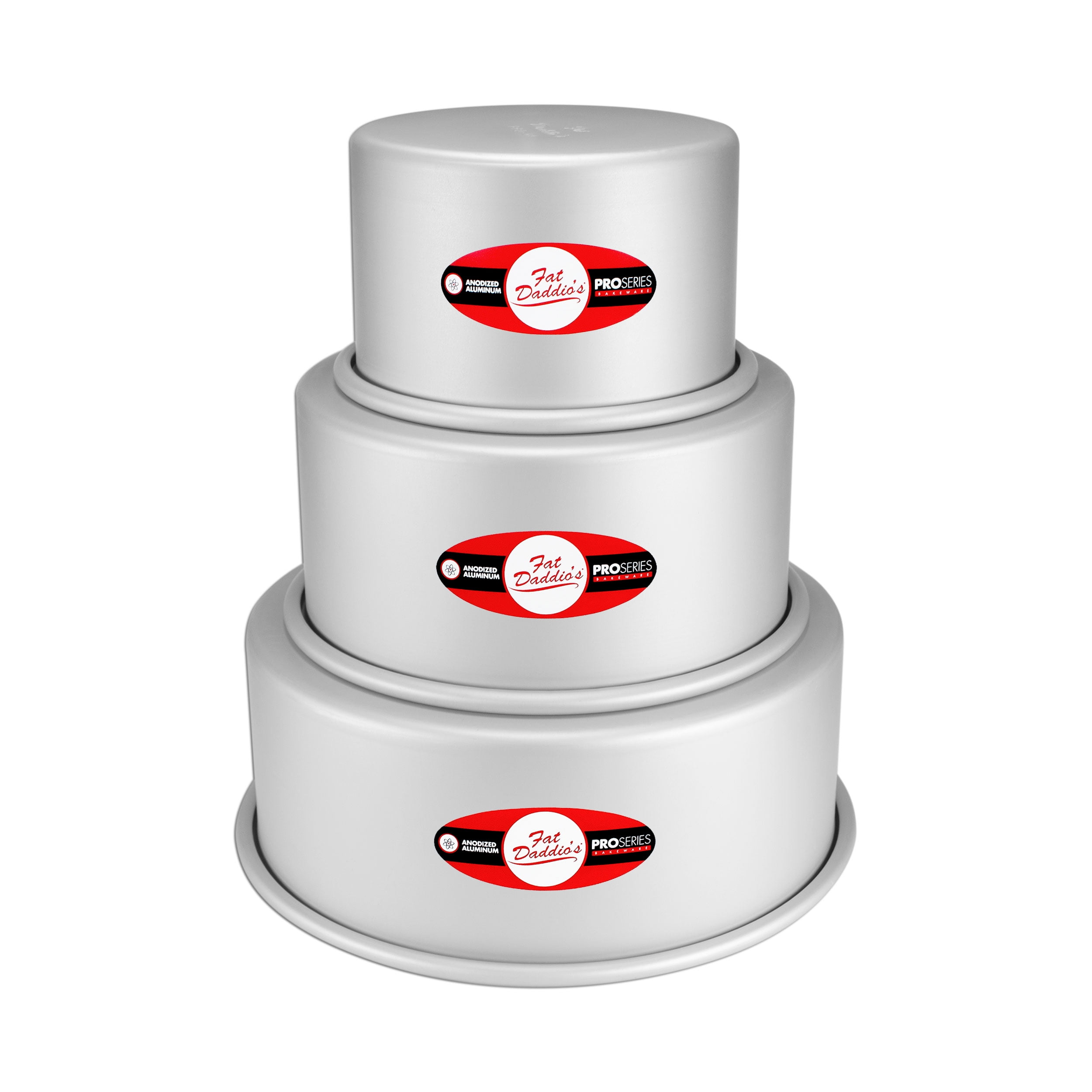 Fat Daddio's PRD-3PC4 Anodized Aluminum 3-Tiered Even Round Cake Pan ...