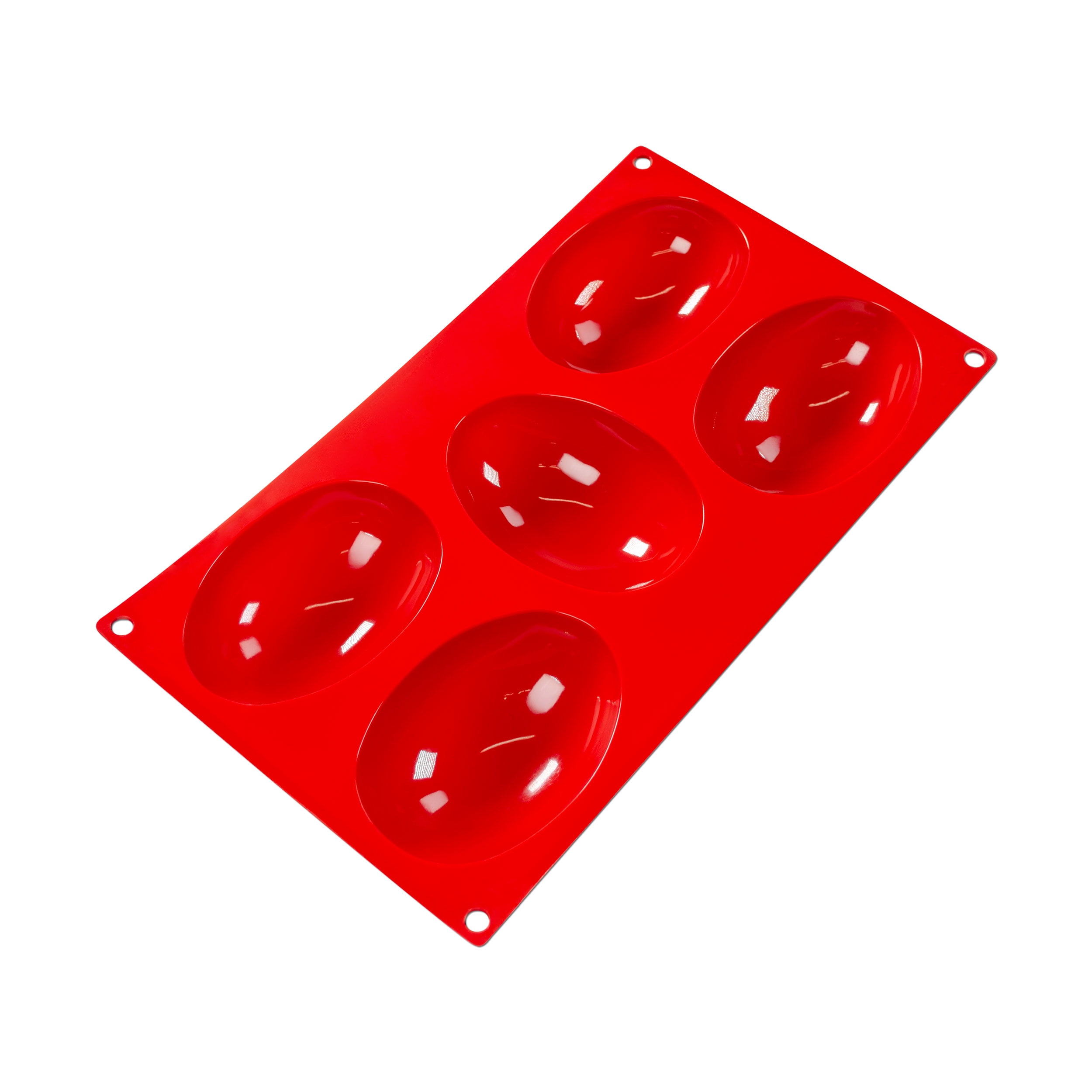 Fat Daddio's SMF-041 Non-Stick Red Silicone Bakeware 5-Cavity Half Egg (4.4 oz) - Walmart.com