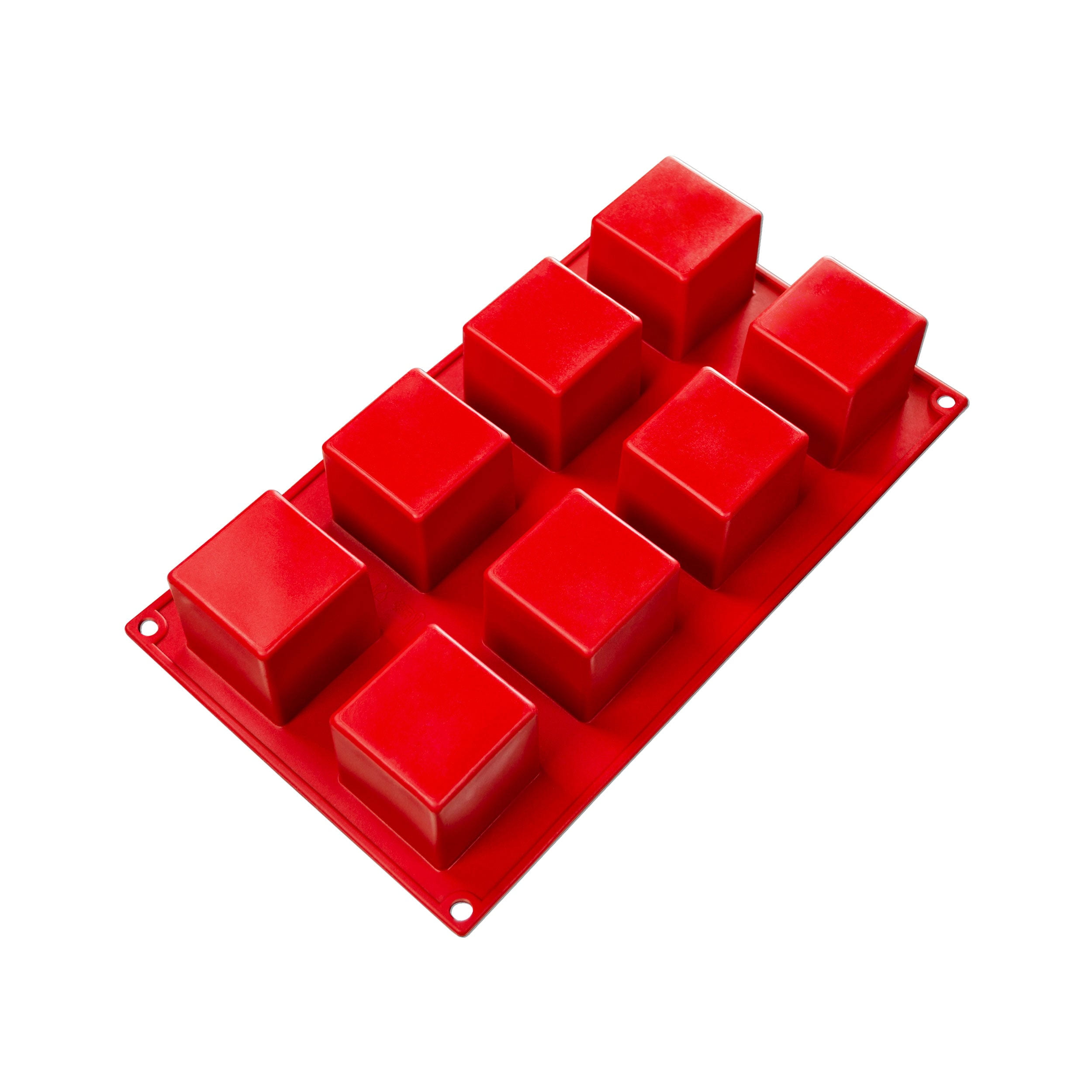 Fat Daddio's SMF-098 Non-Stick Red Silicone Bakeware 8-Cavity Cube (4.4 ...