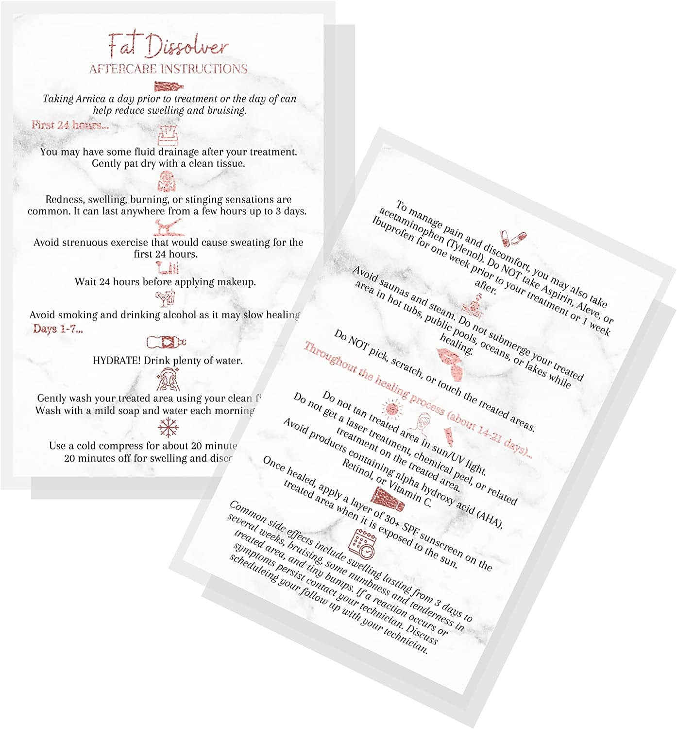 Fat Dissolve Hyaluron Pen Injection Aftercare Card 30 Pack Physical ...