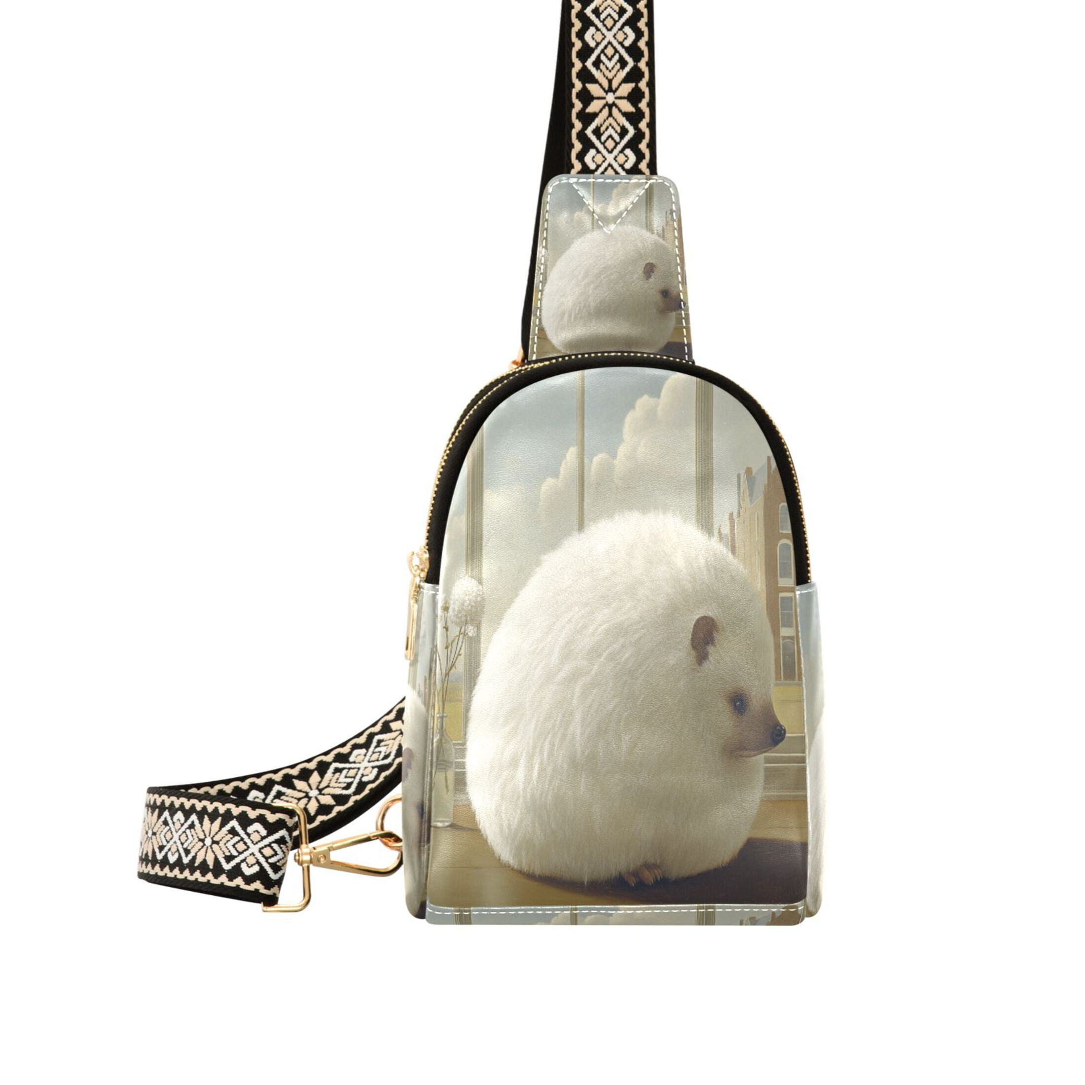 Fat Hedgehog Women's PU Leather Crossbody Bag, Dual Zipper Pockets ...