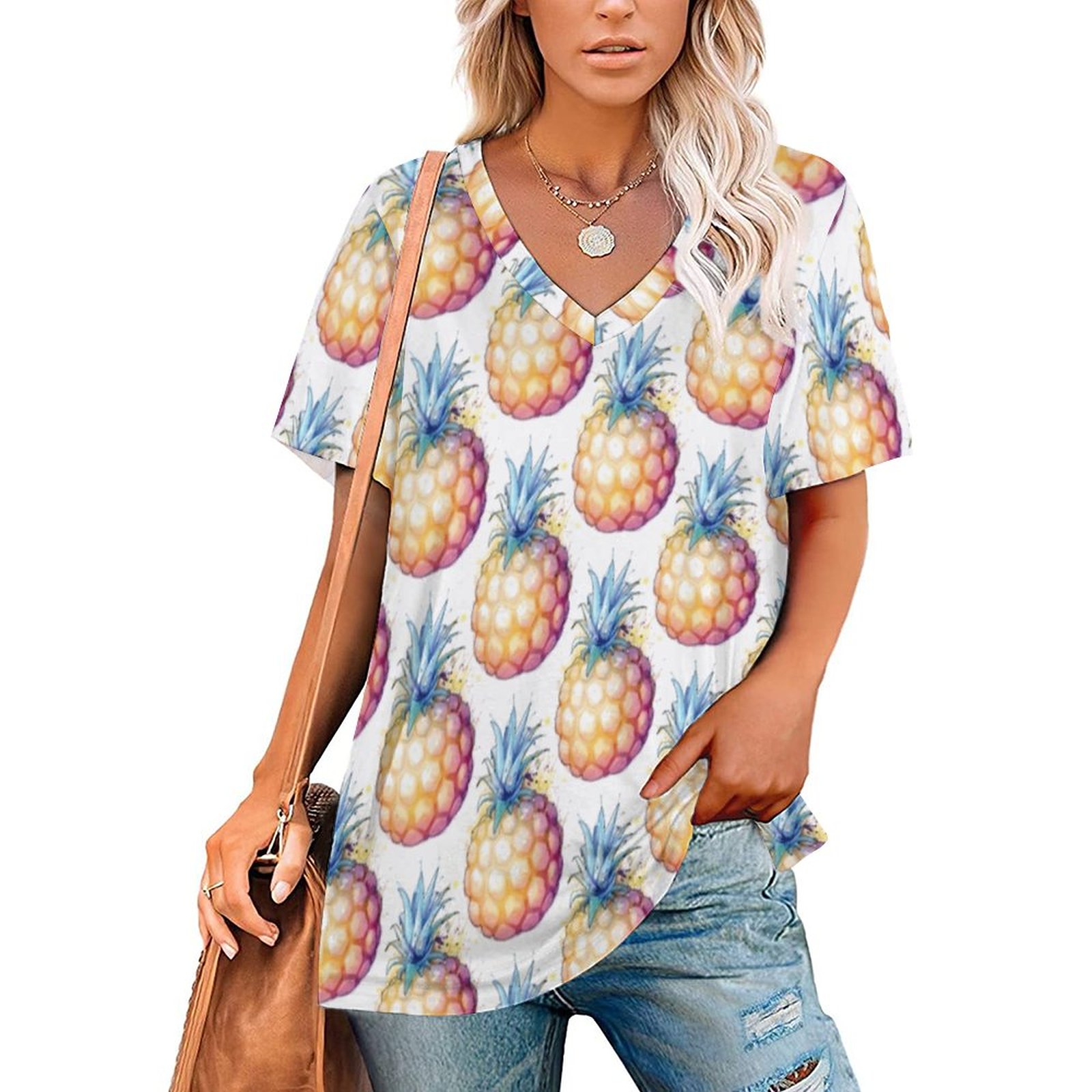 Fat Pineapple 2 New Fashion Zip Off Shoulder Top Short-Sleeve Women ...