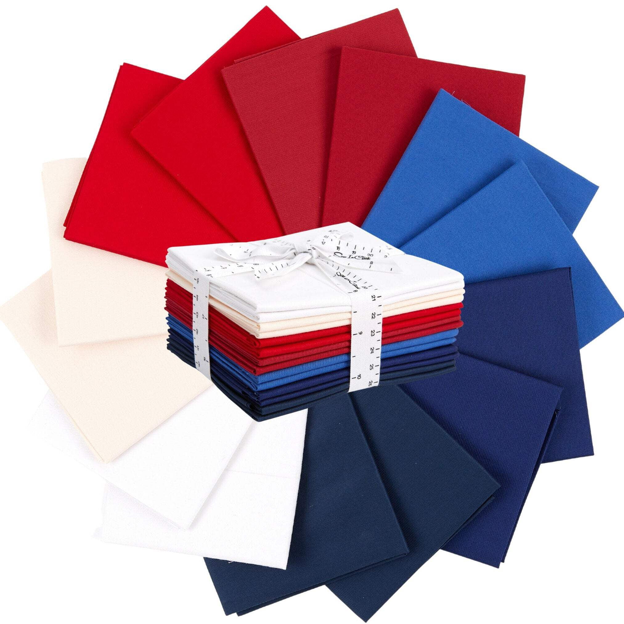 Fat Quarter Bundle -100% Cotton | Pure Solids | Patriotic USA Flag ...