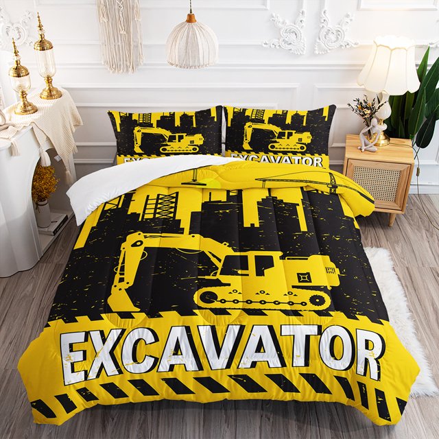 Fat Quilt Cartoon Digger Engineering Vehicle Thin Quilt Digital ...