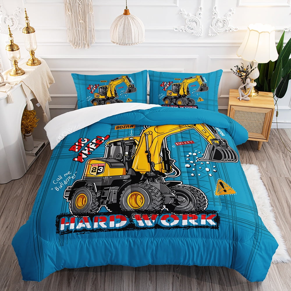 Fat Quilt Cartoon Digger Engineering Vehicle Thin Quilt Digital ...