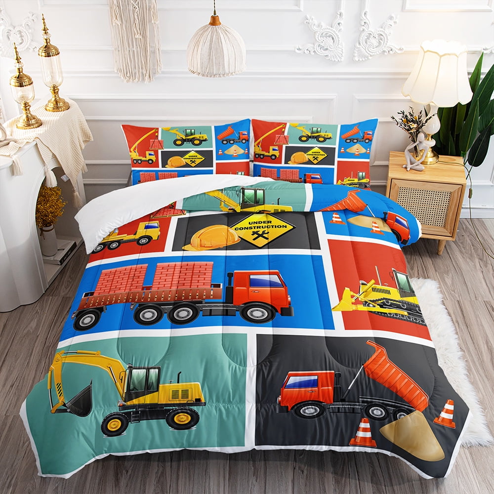 Fat Quilt Cartoon Digger Engineering Vehicle Thin Quilt Digital ...