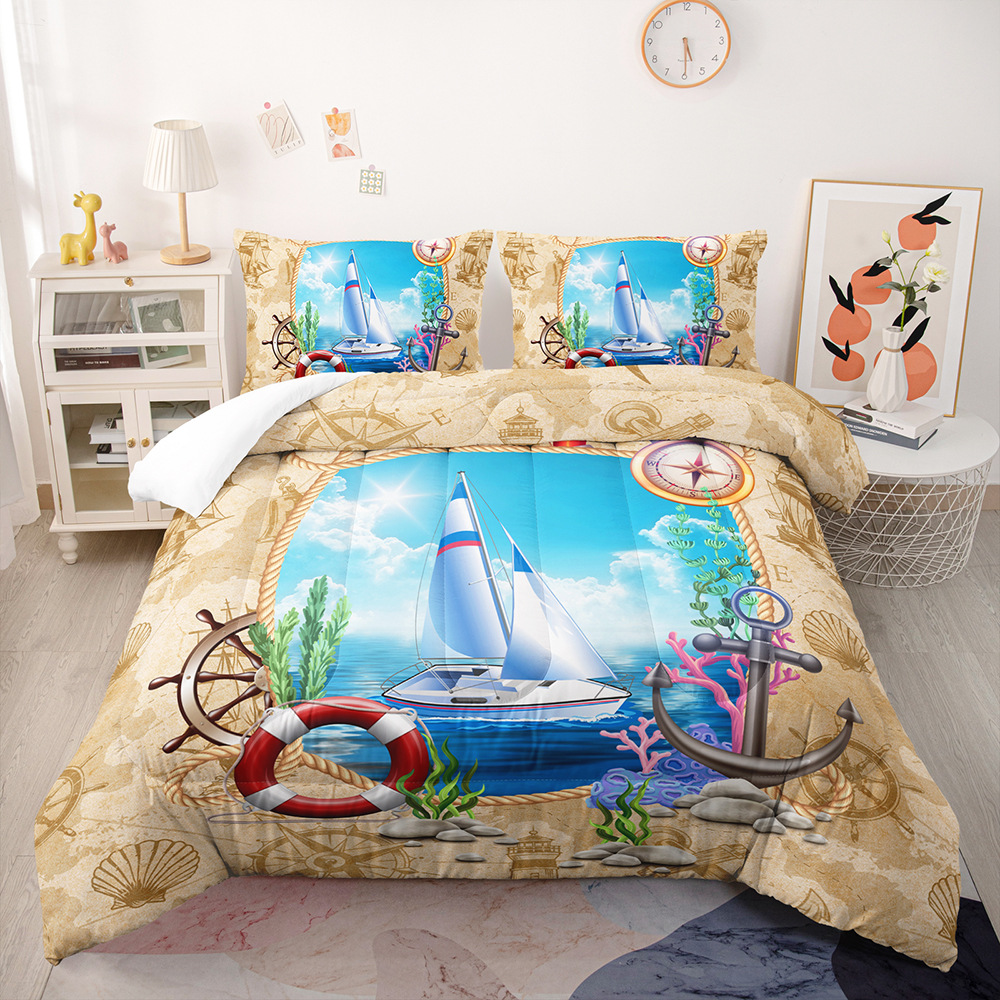 Fat Quilt Digital Printing Feather Silk Cotton Quilt Core Ship Anchor ...