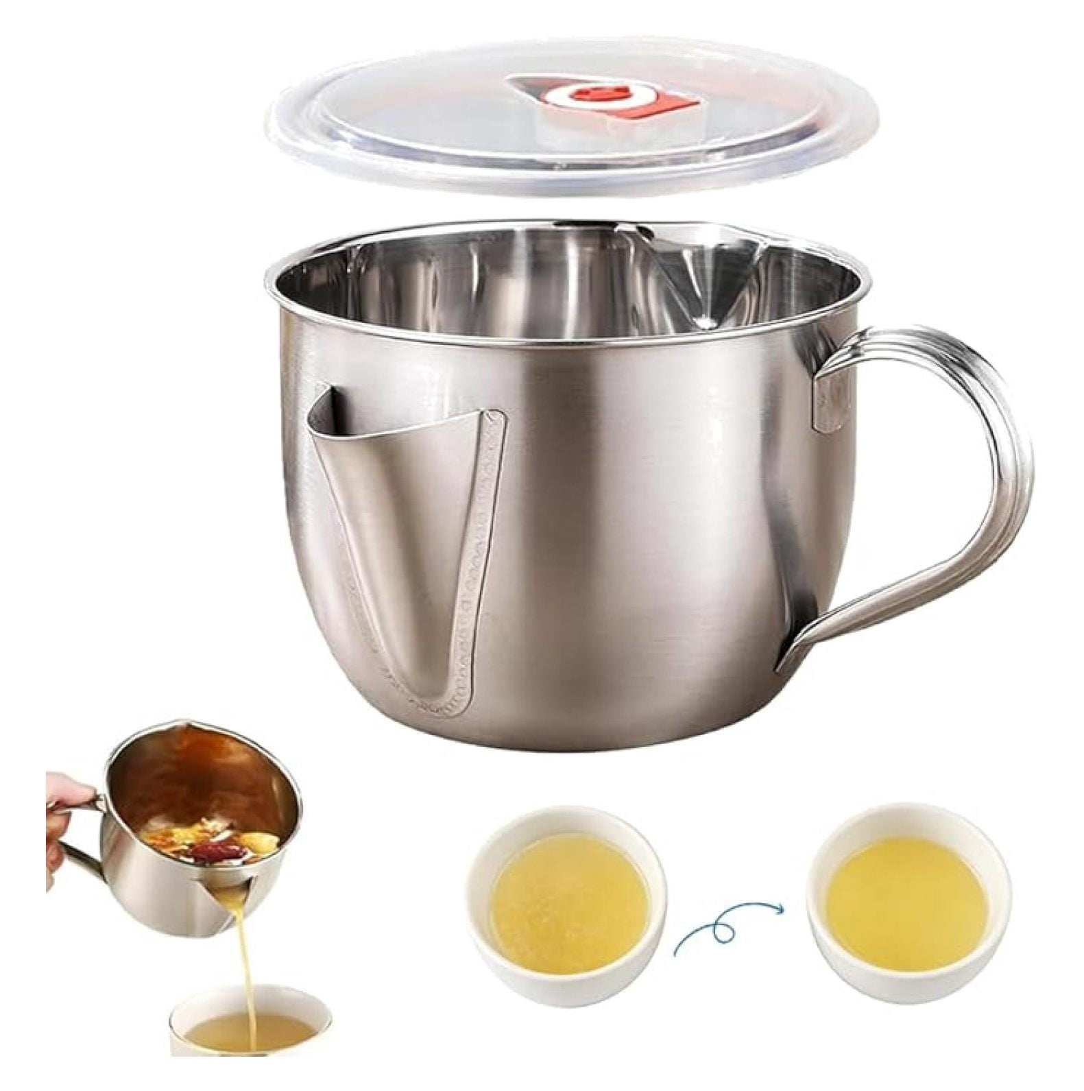 Fat Separator 1000ml, Stainless Steel Gravy Separator with Dual Spout ...