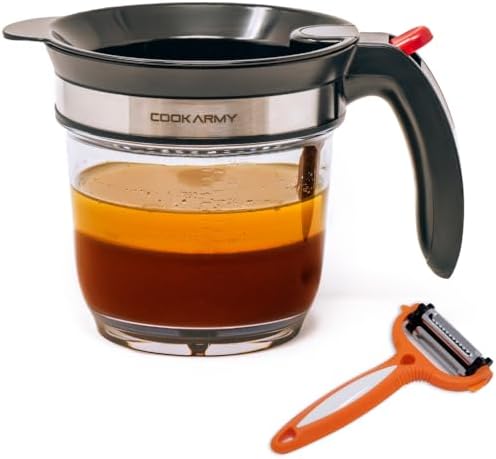 Fat Separator 4 Cup, Bottom Release, with Oil Strainer, 3-in-1 ...