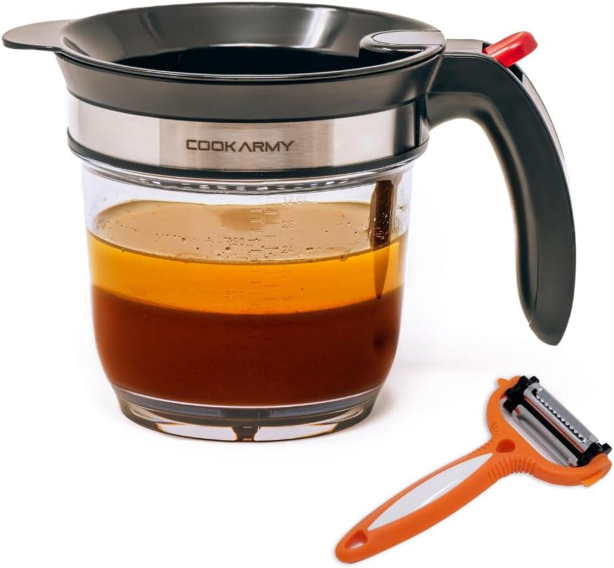 Fat Separator with Bottom Release – 4 Cup Gravy Separator for Cooking ...