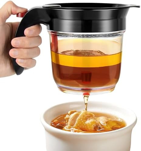 Fat Separator with Bottom Release and Oil Strainer Gravy Separator 4 ...