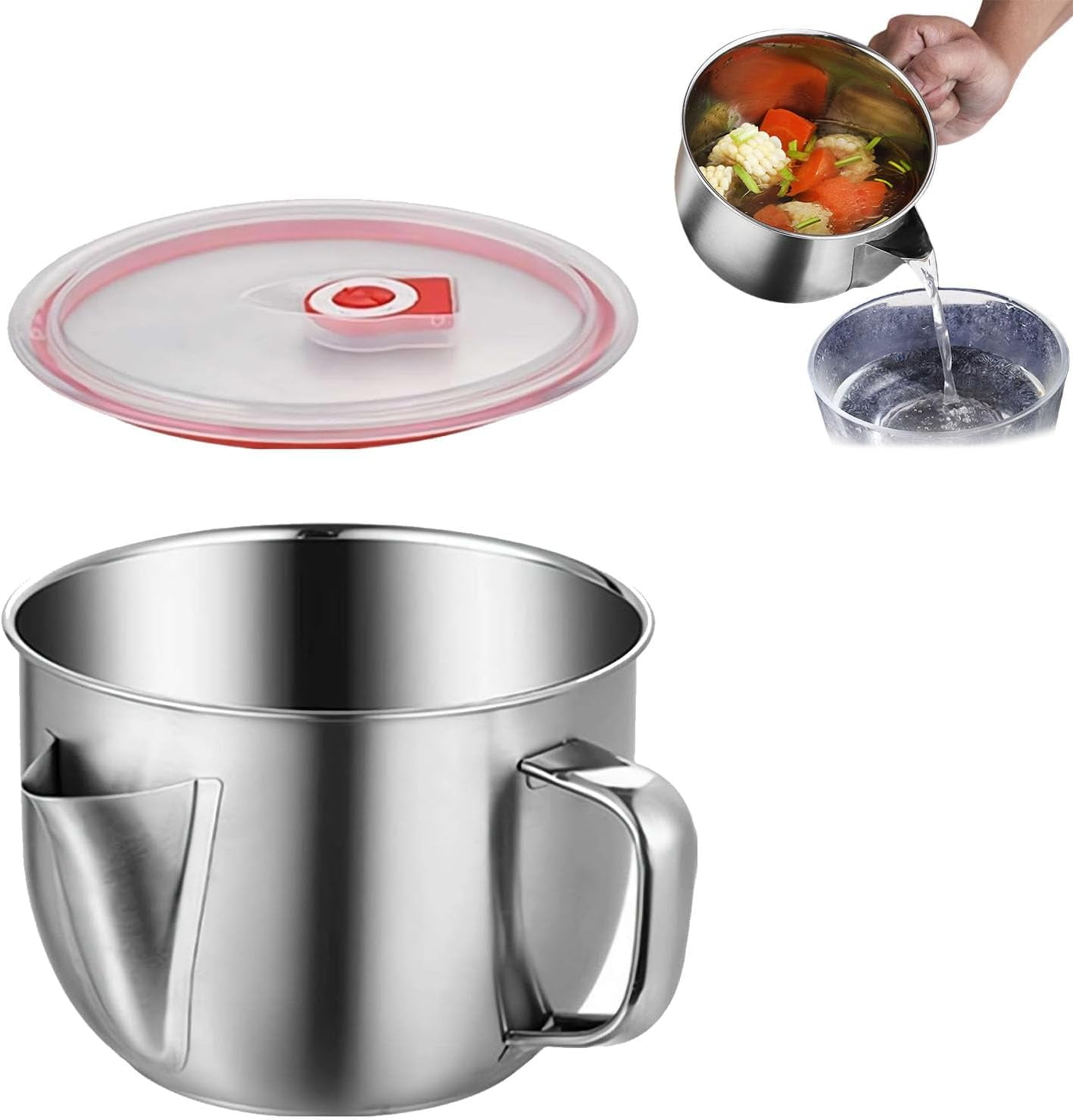 Fat Separator with Dual Spout Design, Stainless Steel Gravy Fat ...