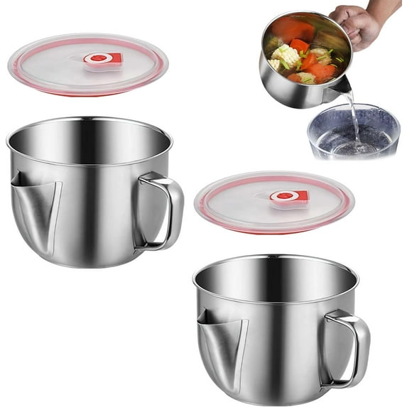 Fat Separator with Dual Spout Design, Stainless Steel Gravy Fat ...