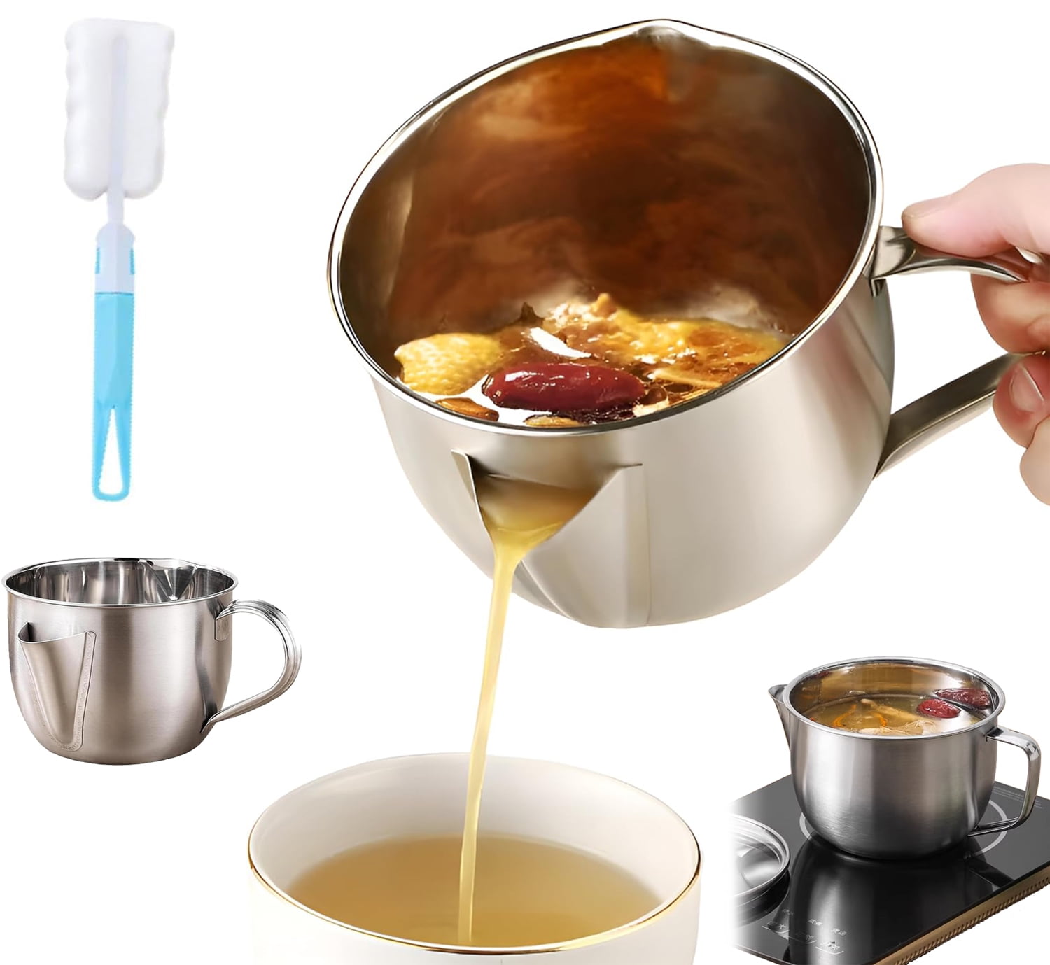 Fat Separator with Dual Spout Design, Stainless Steel Gravy and Sauce ...