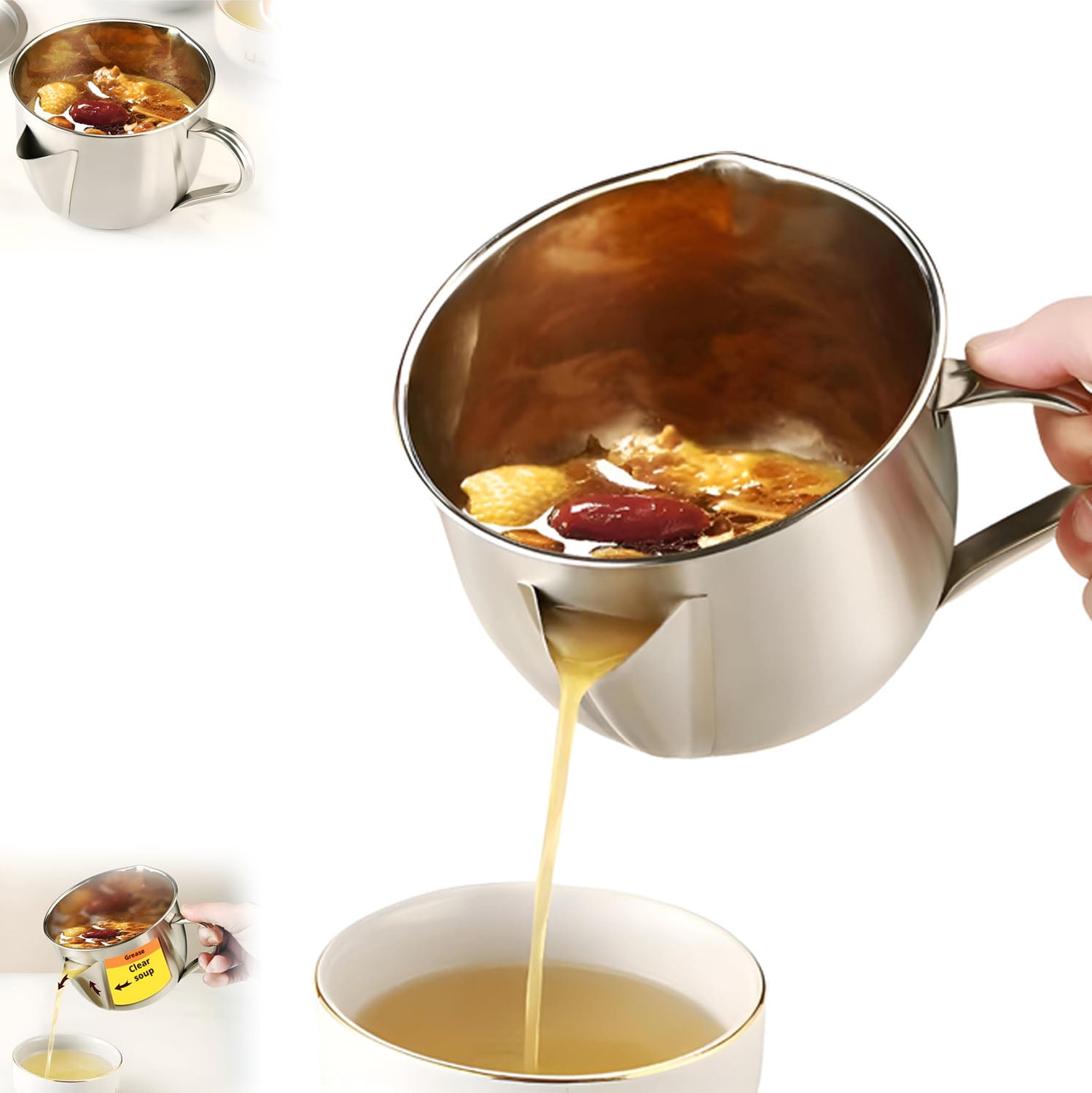 Fat Separator with Dual Spout Design, Stainless Steel Gravy and Sauce ...