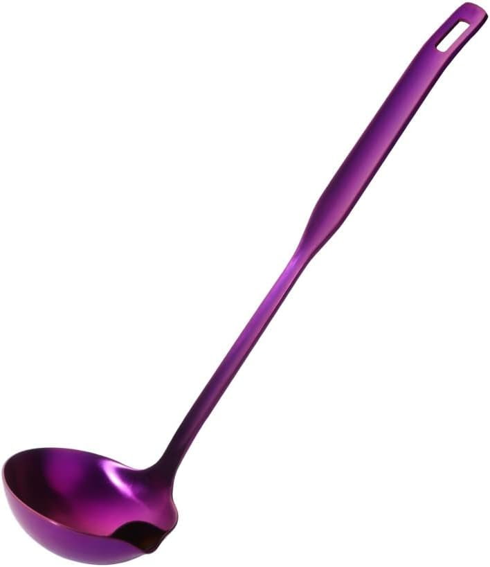 Fat Separator Ladle, BYEGOU Stainless Steel Purple Oil Filter Skimmer ...