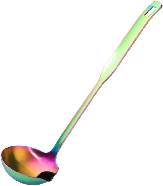 Fat Separator Ladle, BYEGOU Stainless Steel Rainbow Oil Filter Skimmer ...
