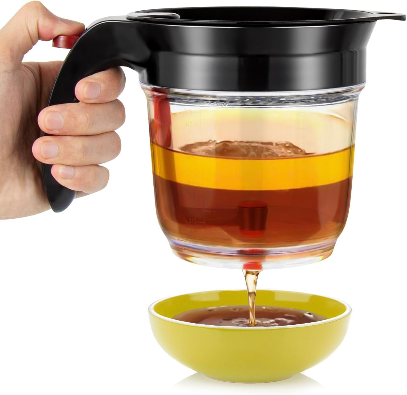 Fat Separator Oil Separator with Bottom Release - 4 Cup Gravy Grease ...