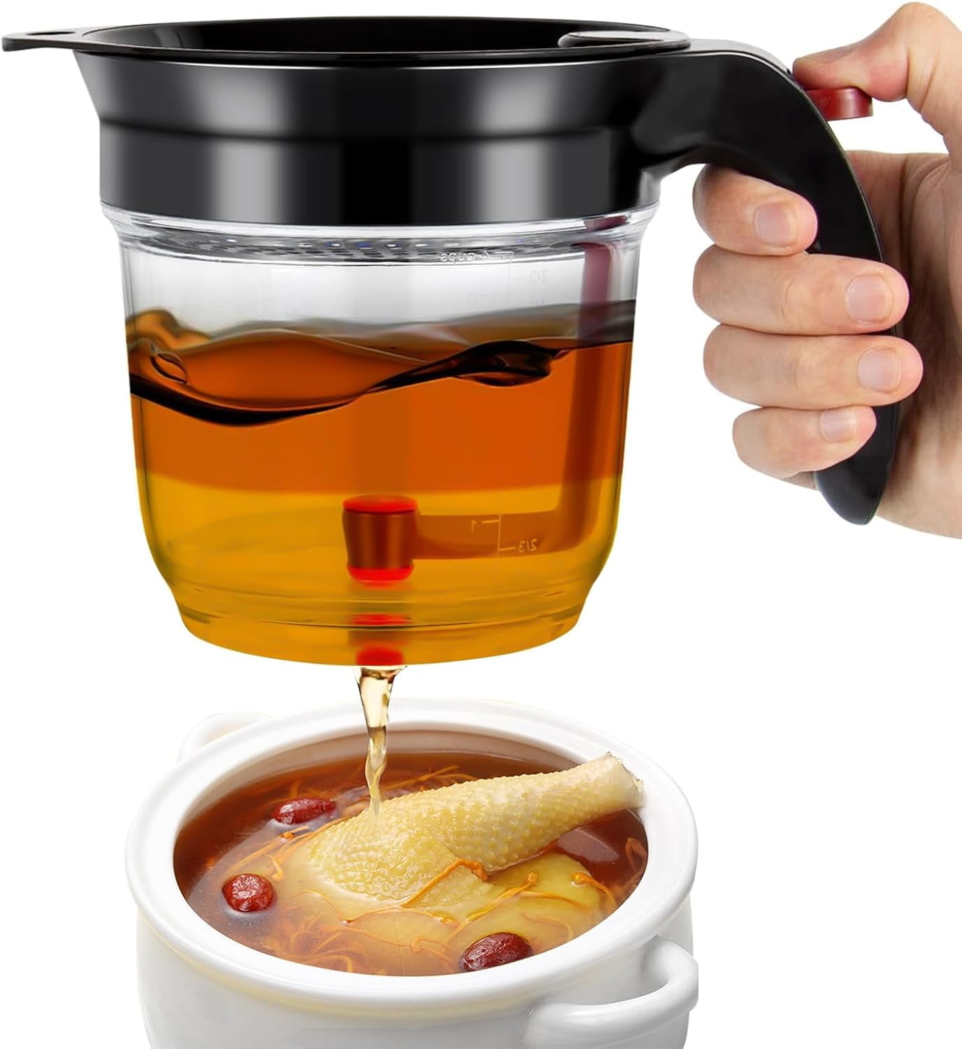 Fat Separator With Bottom Release, 4 Cup Gravy Separator For Cooking ...