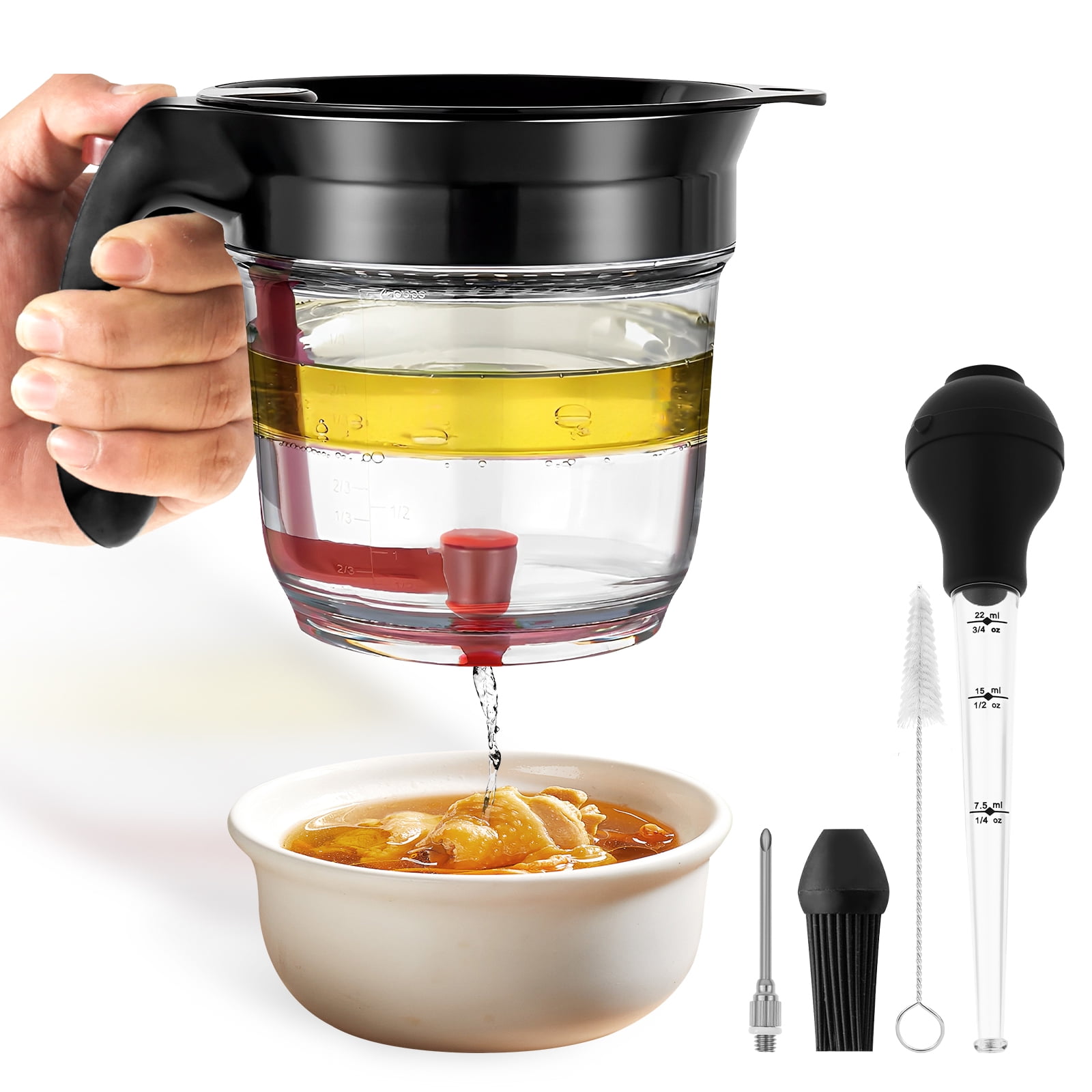 Fat Separator with Bottom Release Oil Separator for Cooking Kitchen Gadget 33.81 oz Gravy ...