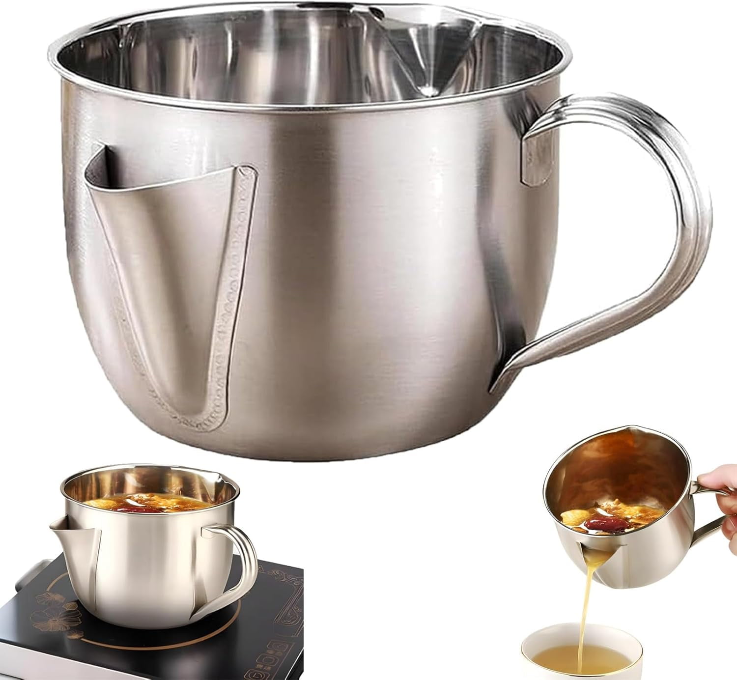 Fat Separator with Dual Spout Design, Gravy Separator, Stainless Steel ...