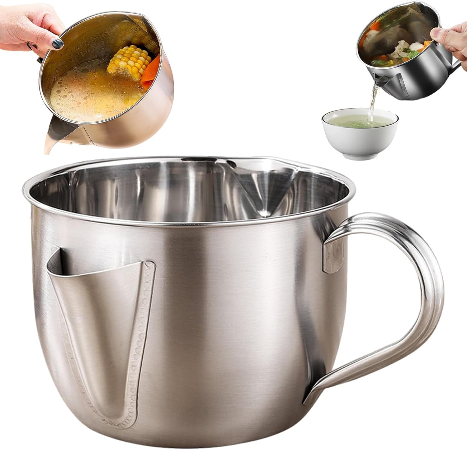 Fat Separator with Dual Spout Design,Stainless Steel Gravy & Soup Oil ...