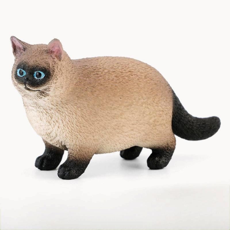 Fat Siamese Cat Figurines, 4.5'' Realistic Plastic Fat Siamese Cat ...