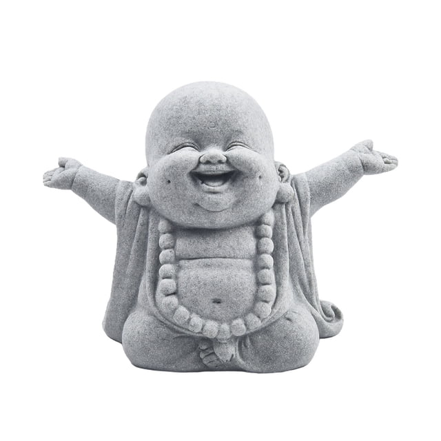 Fat Smiling Buddha Garden Ornament Sandstone Effect Outdoor Indoor ...