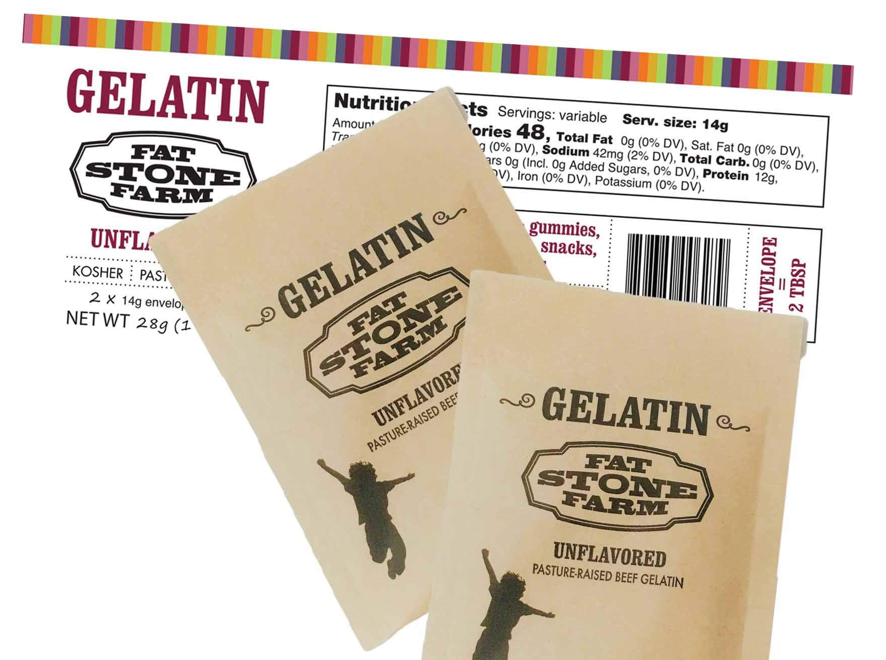 Fat Stone Farm Kosher DEF29 Beef Gelatin Powder (Unflavored) - - 2 x ...