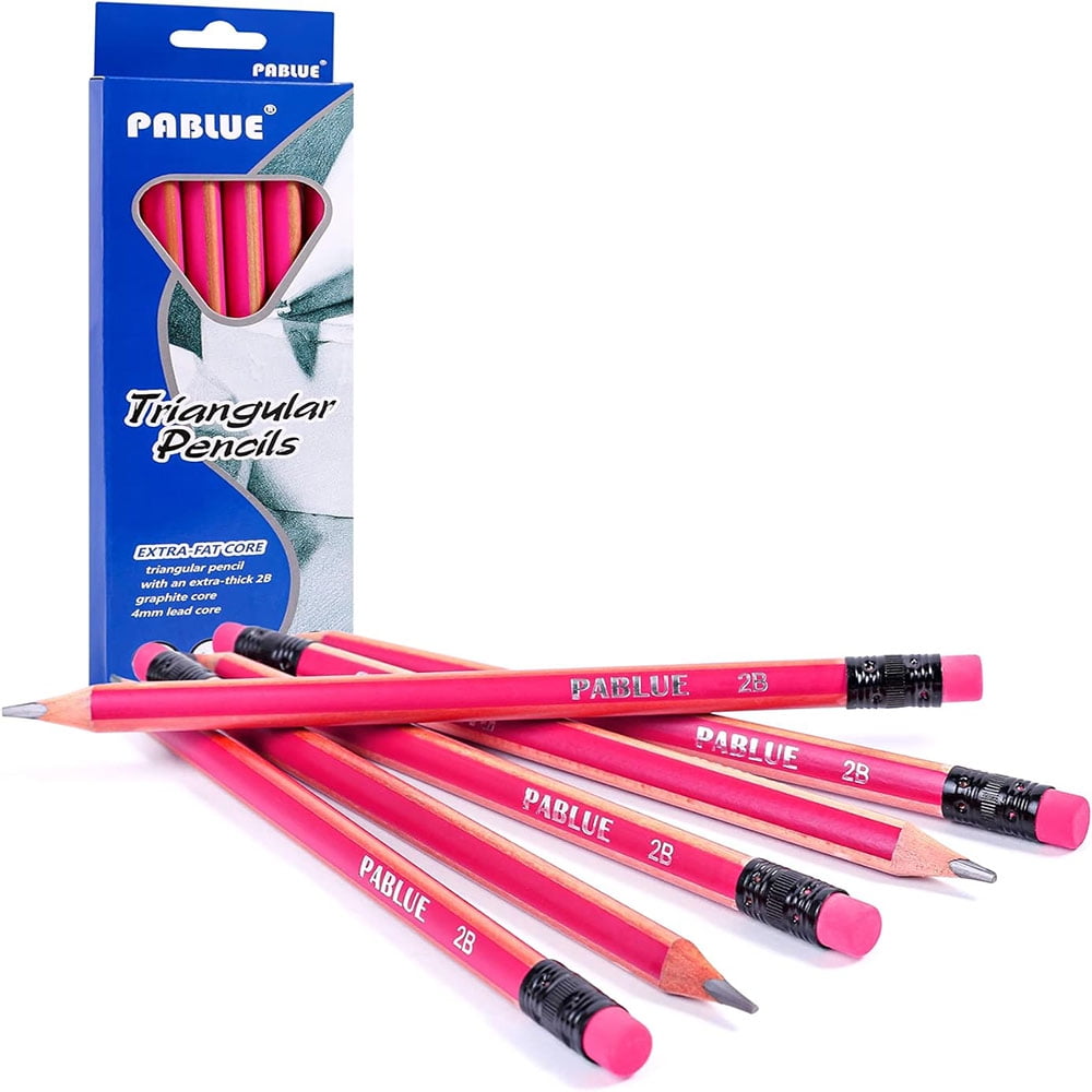 Fat, Thick, Strong Triangular Presharpened 2B Pencils, Jumbo Wood ...