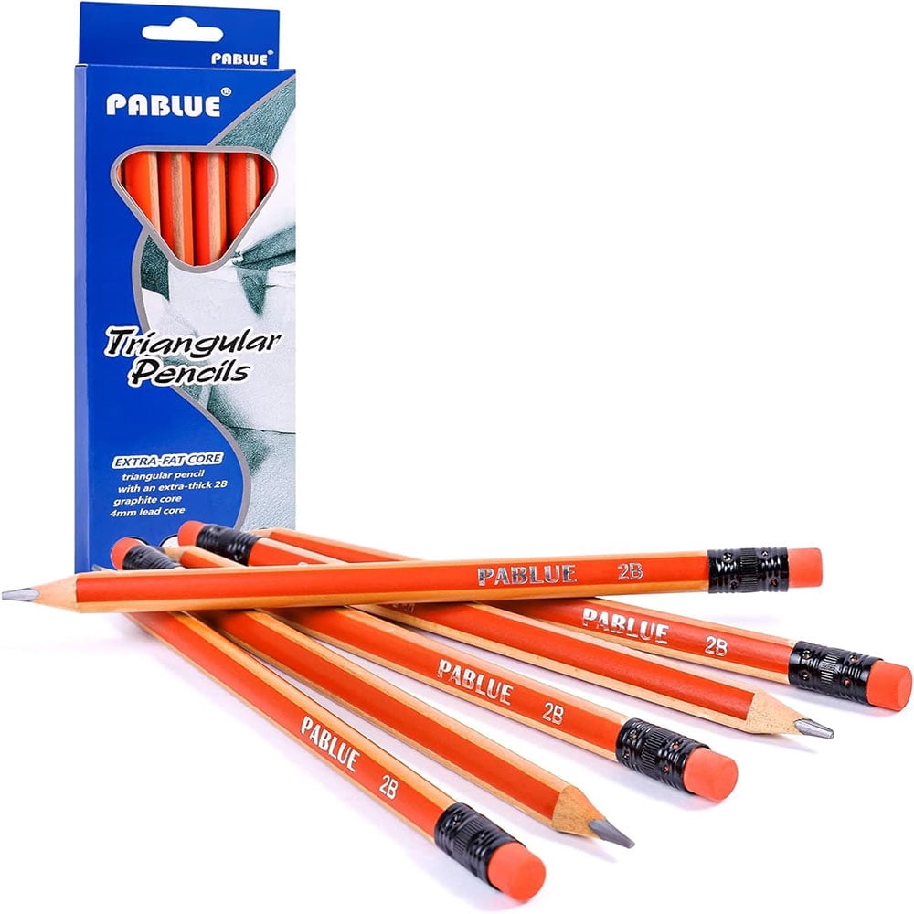 Fat, Thick, Strong Triangular Presharpened 2B Pencils, Jumbo Wood ...