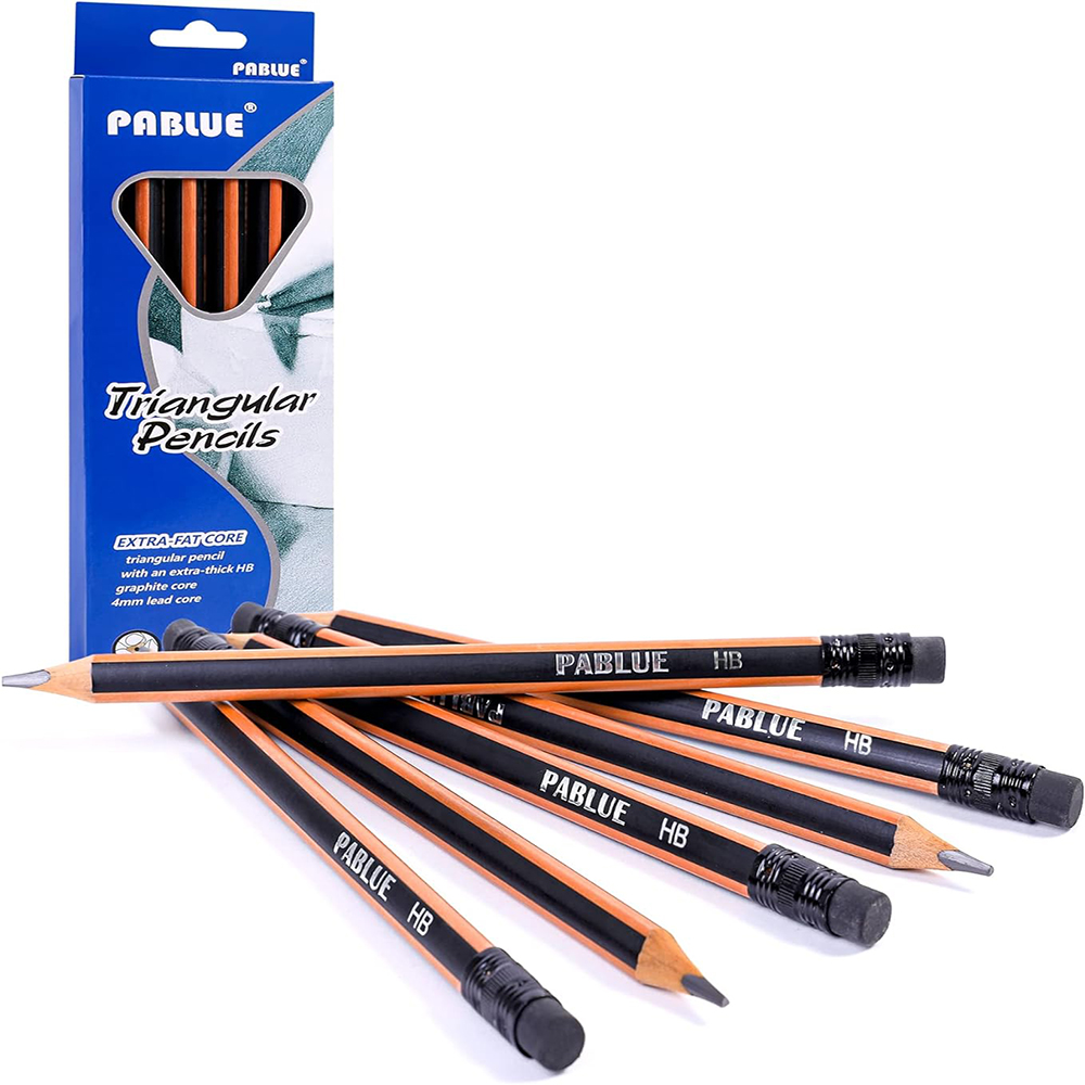 Fat, Thick, Strong Triangular Presharpened HB Pencils, Jumbo Wood ...