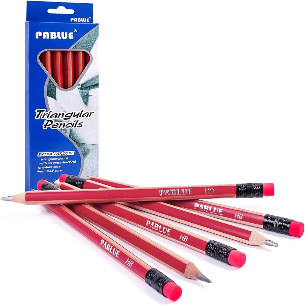 Fat, Thick, Strong Triangular Presharpened HB Pencils, Jumbo Wood ...