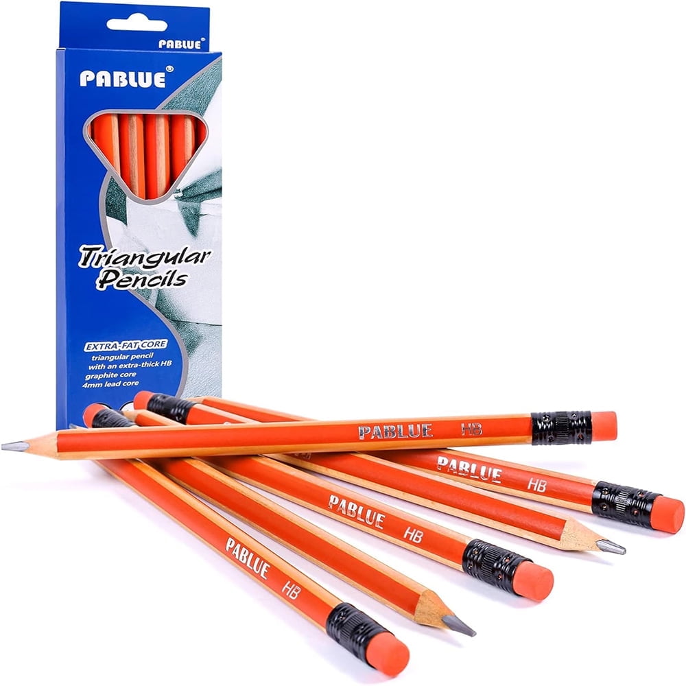 Fat, Thick, Strong Triangular Presharpened HB Pencils, Jumbo Wood ...