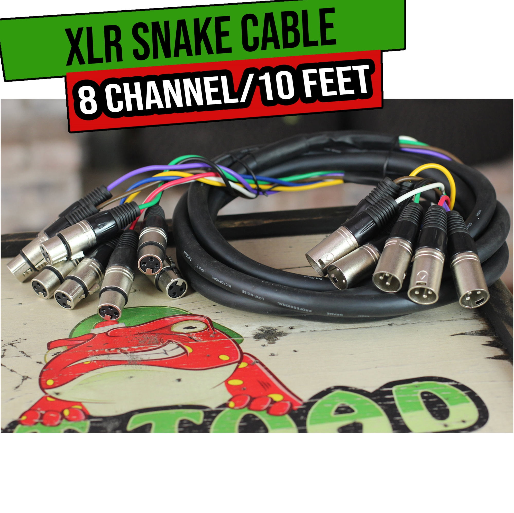 Fat Toad 8 Channel XLR Snake Cable Patch -10Ft Recording Studio PA DJ ...