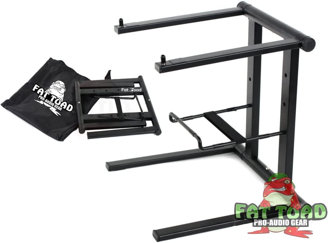 Fat Toad Folding DJ Laptop Stand with Sub-tray Shelf Pro Audio Computer ...
