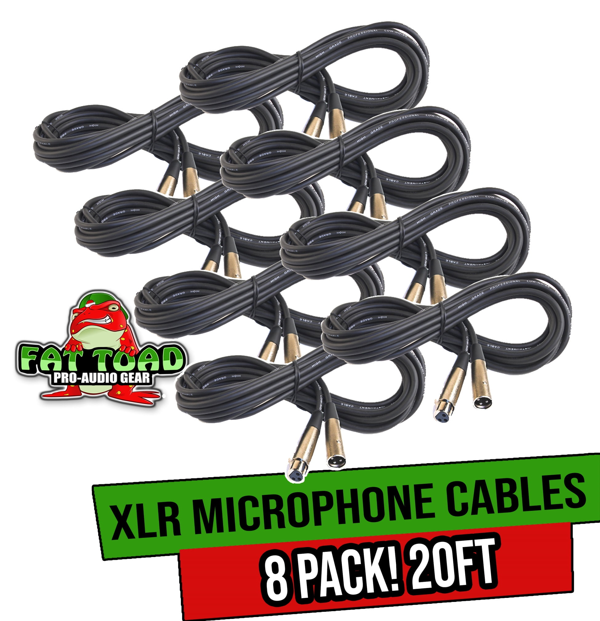 Fat Toad Microphone Wires - (8 Pack) 20 ft Professional Pro Audio XLR ...