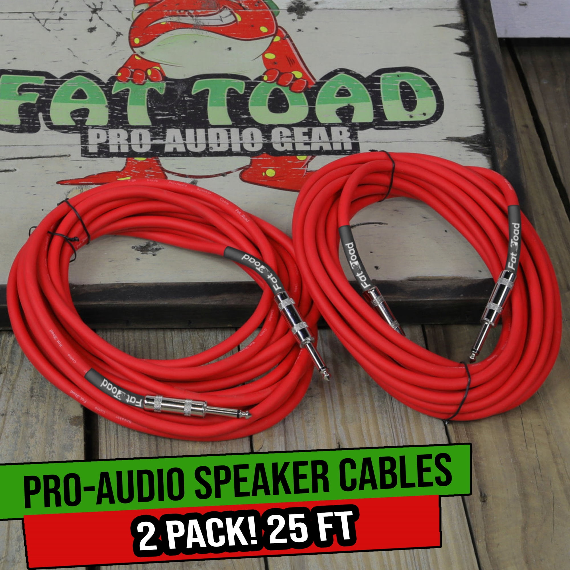 Fat Toad Speaker Cables ¼ Male Jack 25ft DJ Cords - PA Audio Stage ...