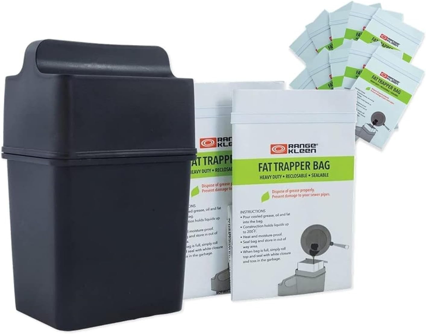 Fat Trapper System/Grease Storage Container with TWELVE Disposable ...
