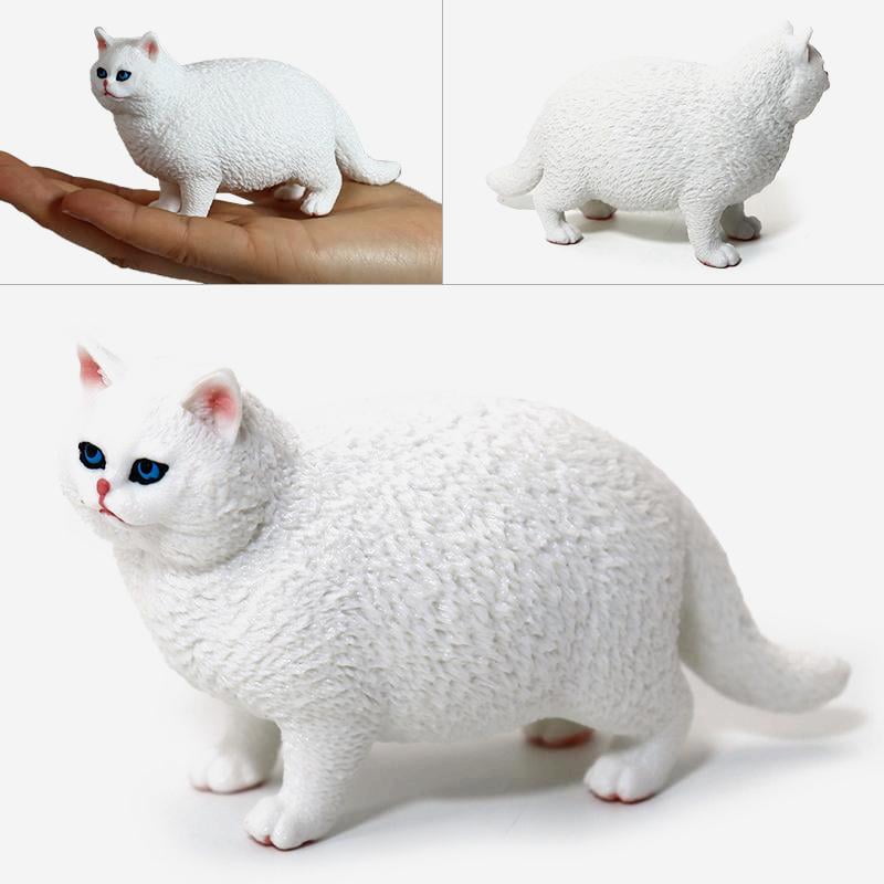 Fat White Cat Figurines, 4.5'' Realistic Plastic Fat White Cat Figures ...