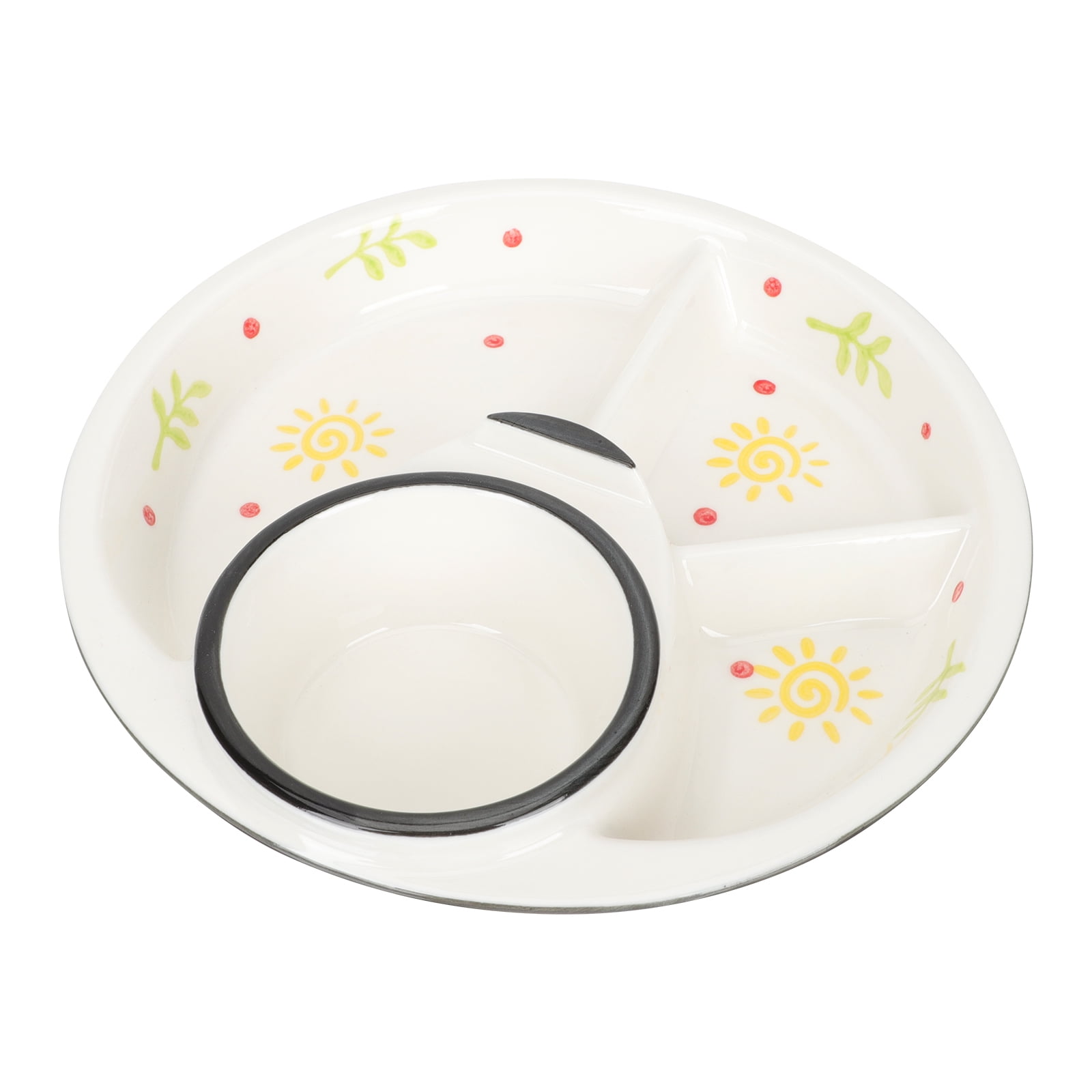 TEHAUX Ceramic Divided Plate Beige Home Use 1Pcs 8.3x8.3in - Walmart.com