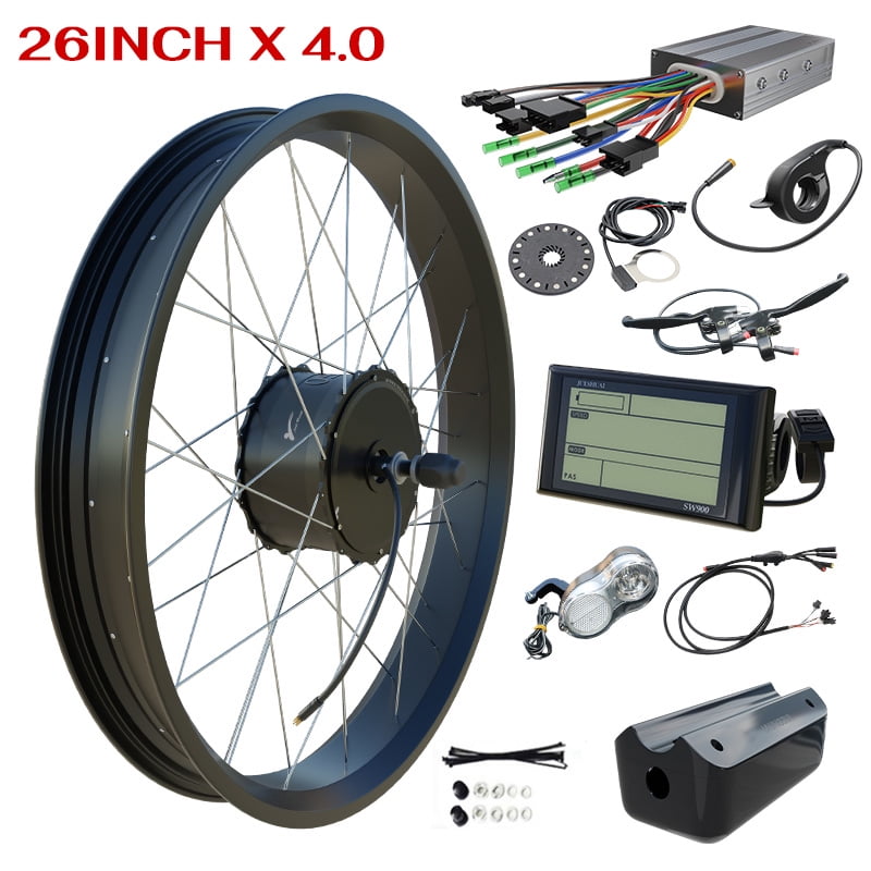 Fatbike Electric Bike Conversion Kit, 48V 1000W Rear Wheel 26" 4.0 Fat ...