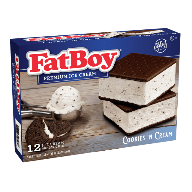 Fatboy Ice Cream Sandwiches, Cookies N' Cream, Kosher, 5 fl oz, 12 ...