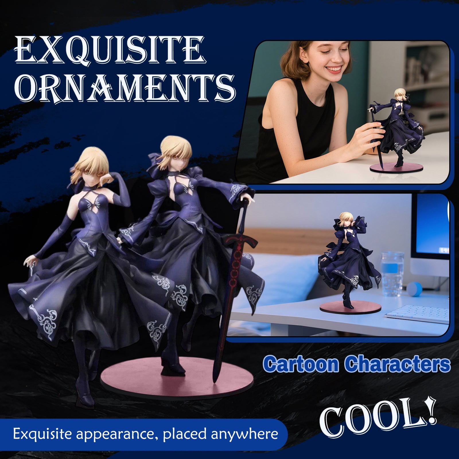 Fate/Stay Night Saber Figure – 9.44" Collectible Anime PVC Action ...