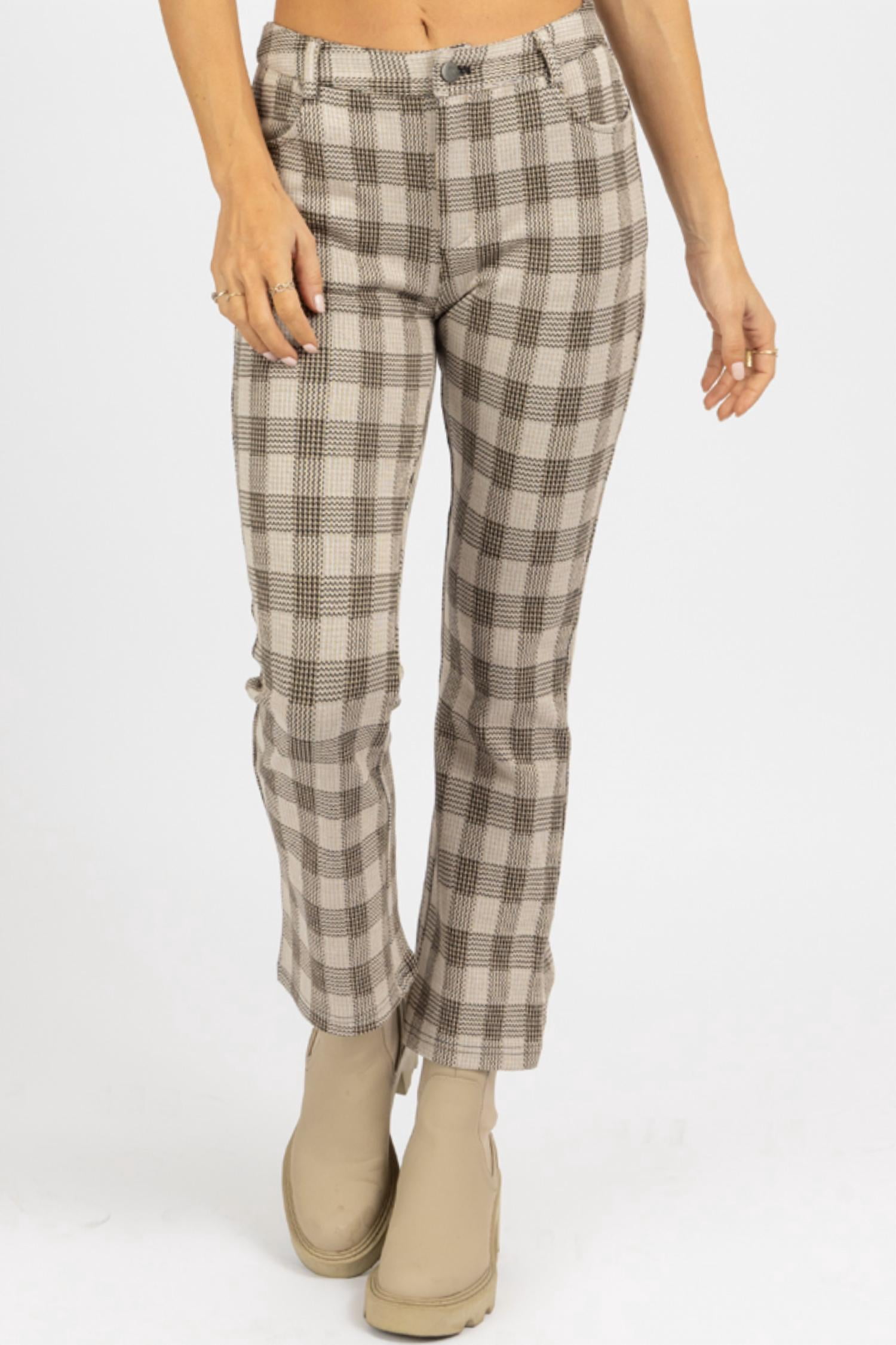Fate by LFD Checked High Rise Flare Pant - Walmart.com