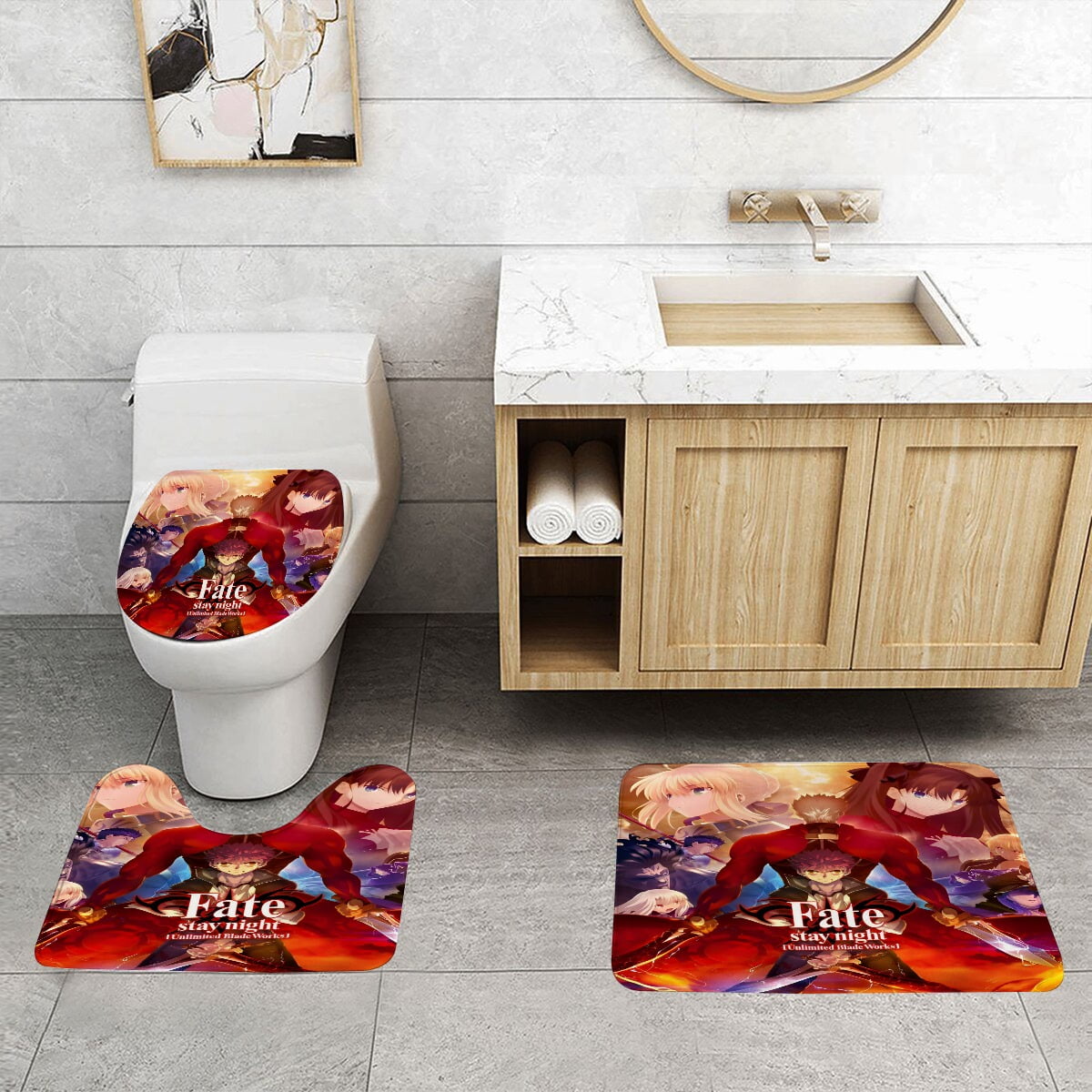 Fate/stay night floor mat and toilet set is durable, machine washable ...