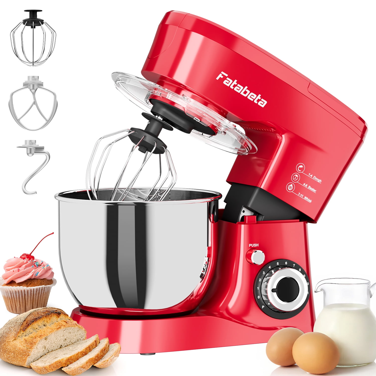 Fatabeta 1000W Stand Mixer, 5.5QT Kitchen Mixer with Dough Hook, Whisk ...
