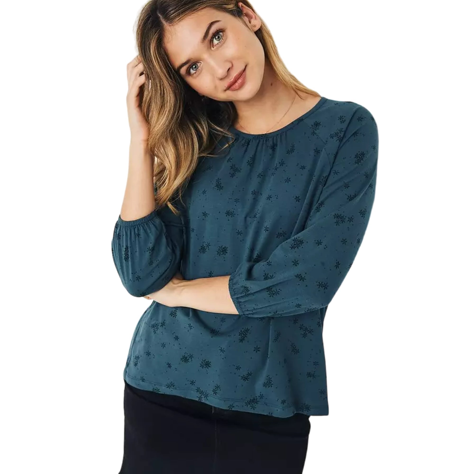 Fatface Women's Plus Anna Nordic Ditsy Floral Print Blouse Top-Green ...