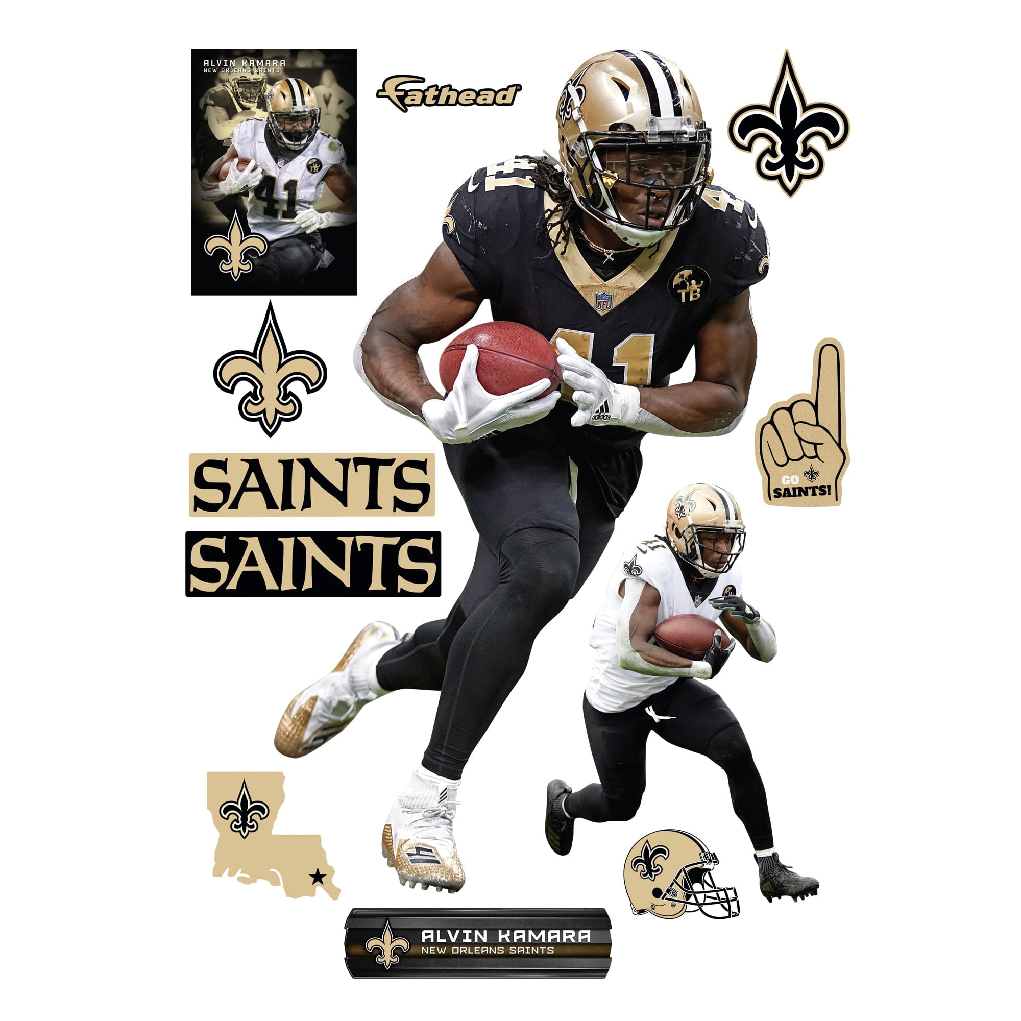 Fathead Alvin Kamara New Orleans Saints 12-Pack Life-Size Removable ...