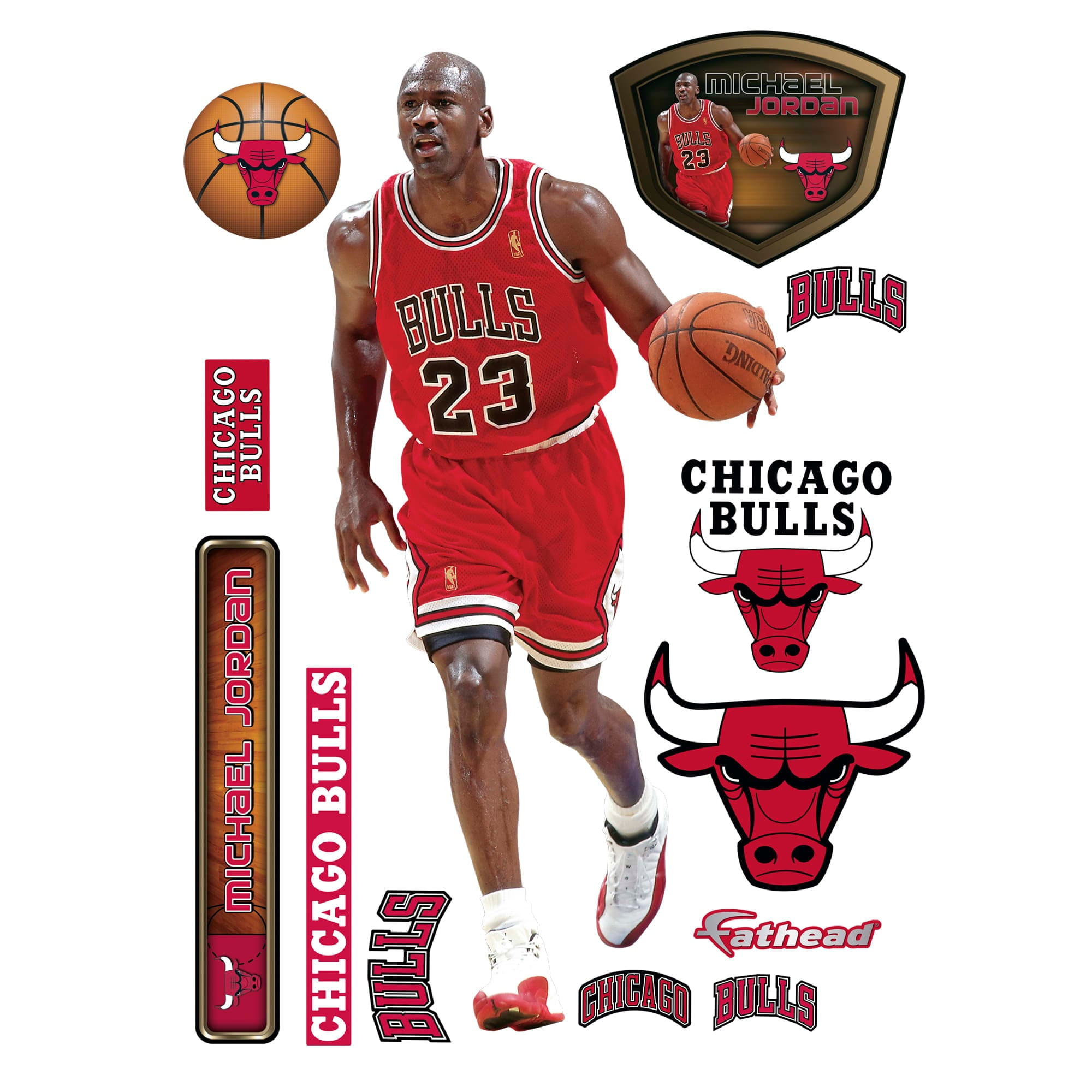 Fathead NBA Michael Jordan Chicago Bulls 13-Pack Room Decoration ...